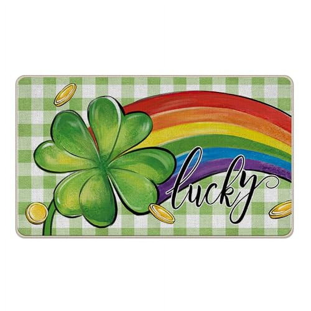24X16 Inch St. Patrick's Day Decorative Front Door Mat, Shamrock Clover ...