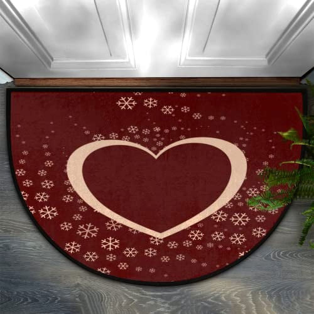 24X16 Inch Valentine Day Half Round Door Mat Indoor , Heart Shaped ...