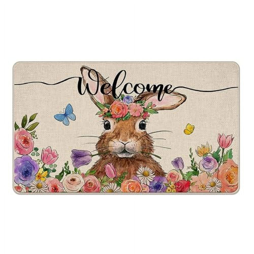 24X16 Inch Welcome Easter Bunny Rabbit Decorative Front Door Mat ...