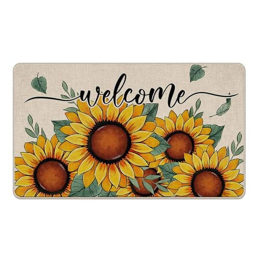 24X16 Inch Welcome Spring Summer Sunflower Decorative Front Door Mat ...