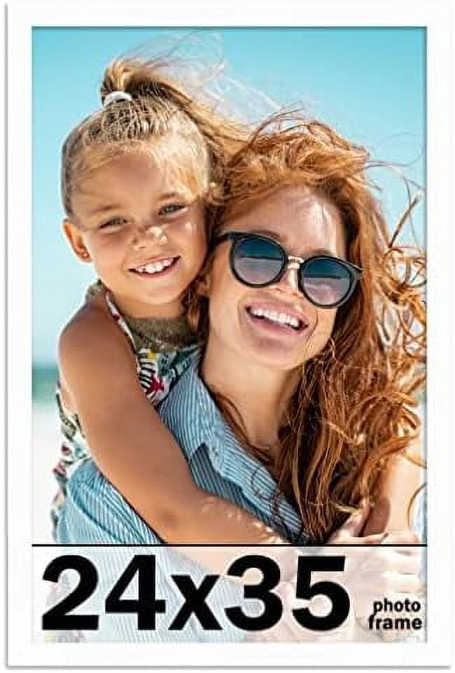 24X35 Frame White Solid Wood Picture Frame Includes UV Shatter Guard ...