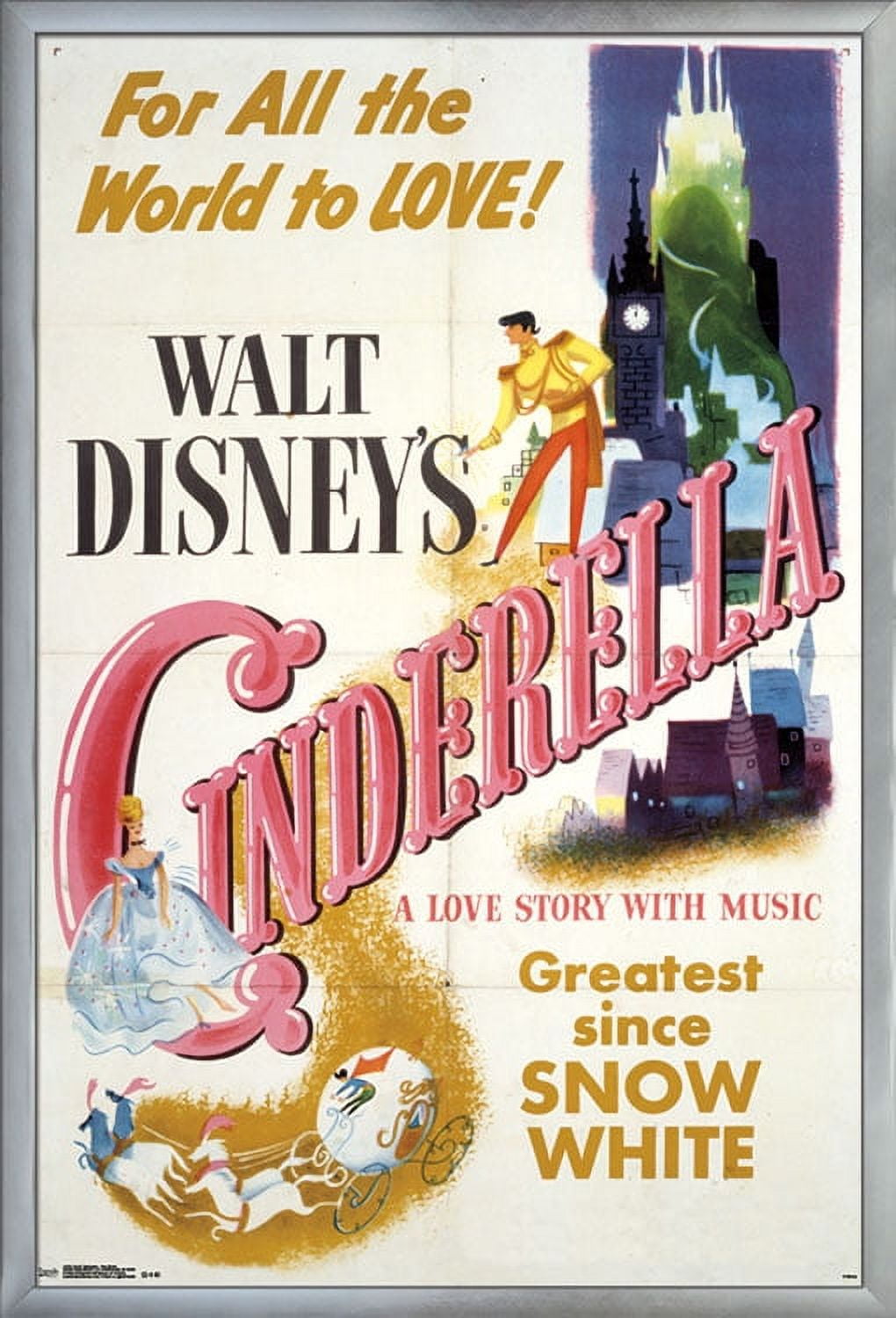 24X36 Disney Cinderella - One Sheet Wall Poster, 24" x 36", Framed ...