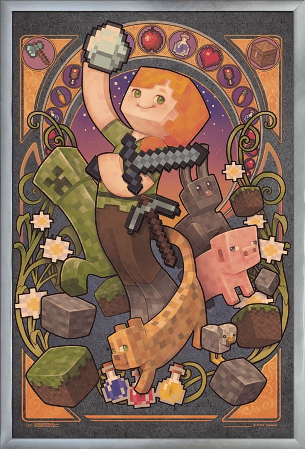 24X36 Minecraft - Alex Nouveau Wall Poster, 24" x 36", Framed - Walmart.com