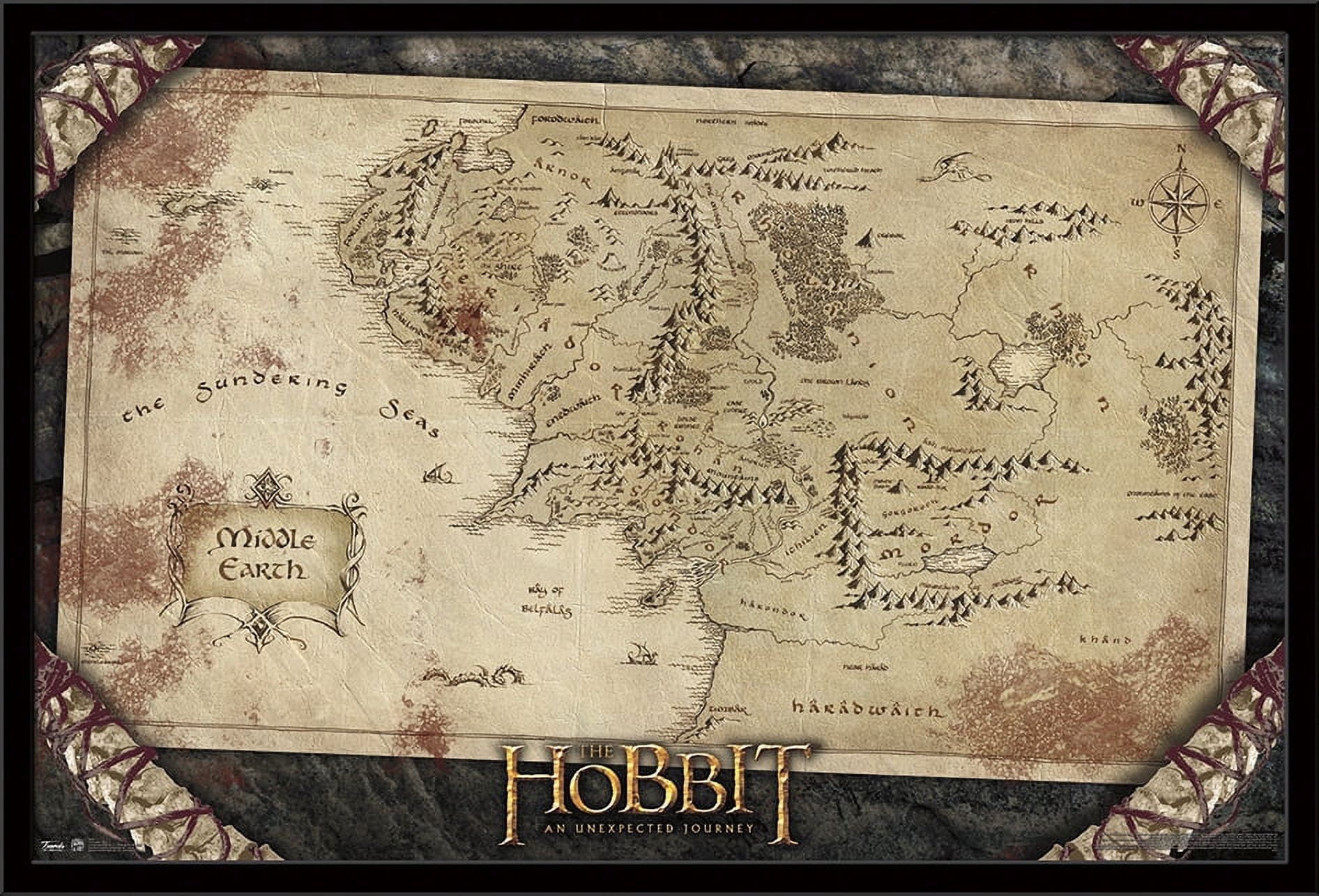 24X36 The Hobbit: An Unexpected Journey - Map Wall Poster, 24" x 36 ...