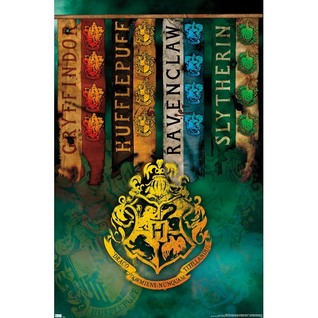 24X36 The Wizarding World: Harry Potter - House Crests Wall Poster, 24 ...