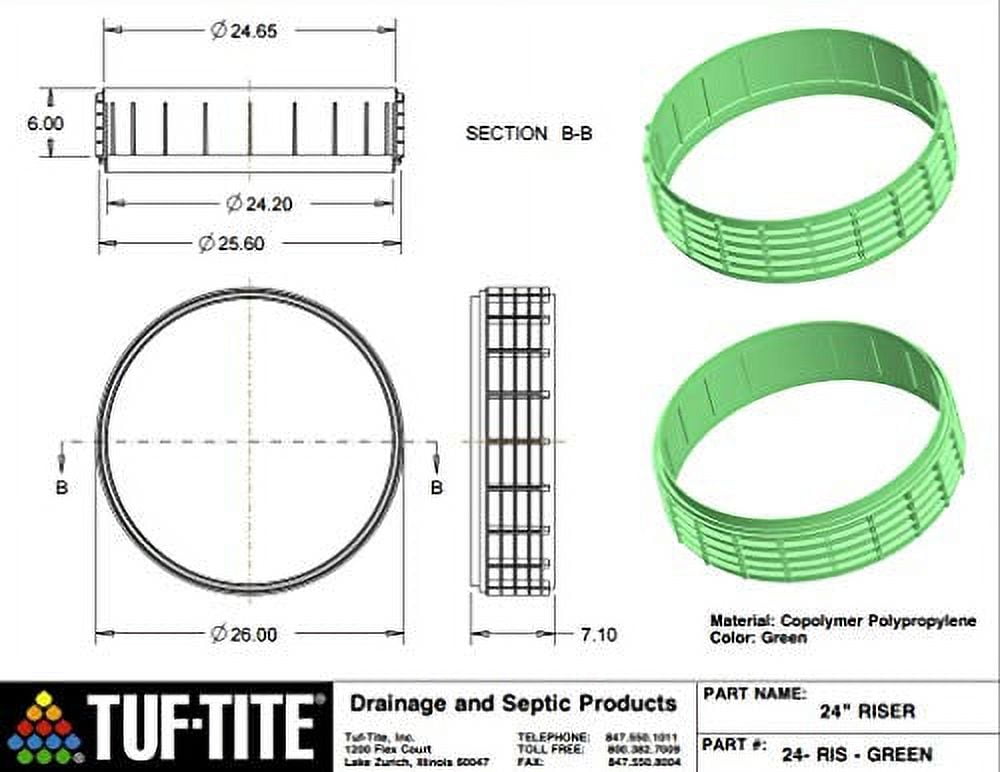 24X6 Tuf-Tite Septic Tank Riser, Green, 24-RIS - Walmart.com