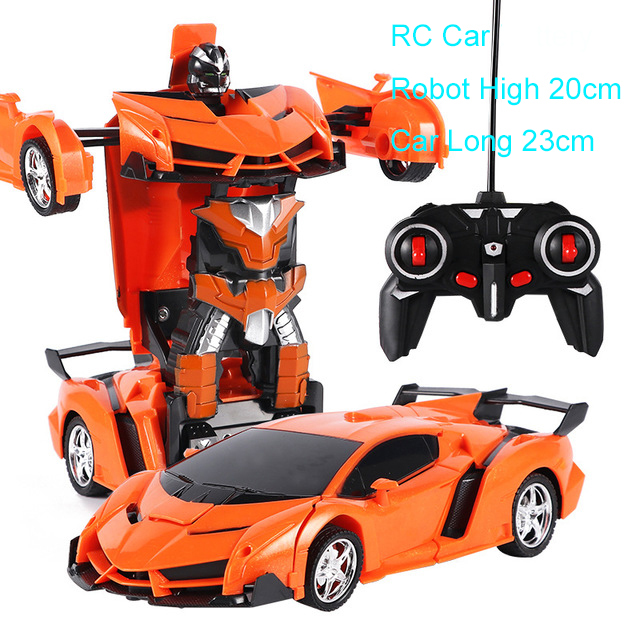24cm 1:18 rc car toy remote transformation robot one key deformation ...