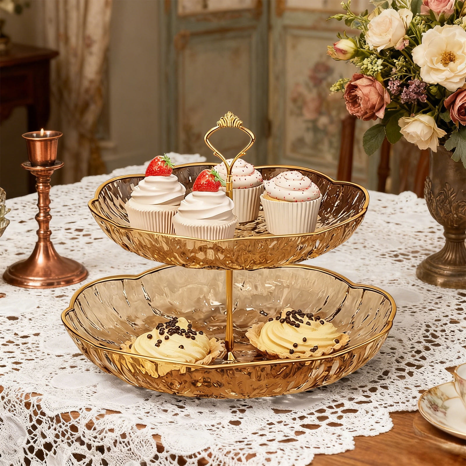 24cm Aesthetic Double-Layer Fruit & Candy Tray, Home Living Room Coffee ...