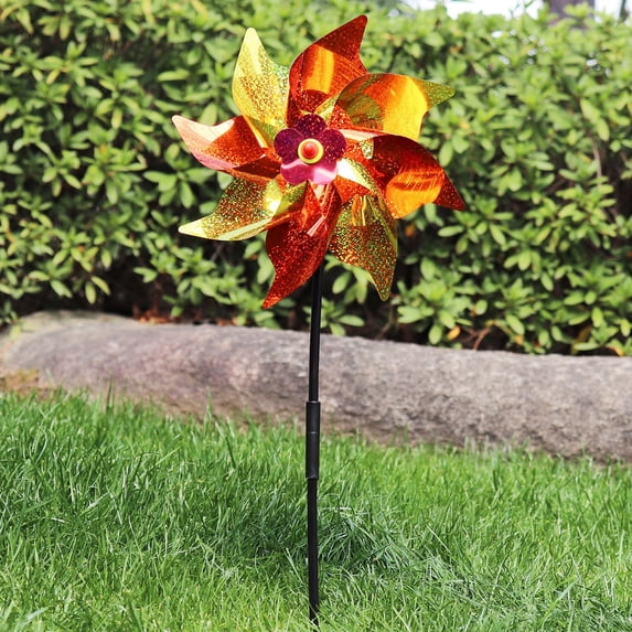 24cm Laser Octagonal Reflective Windmill, DIY Assembly Garden Pinwheel ...