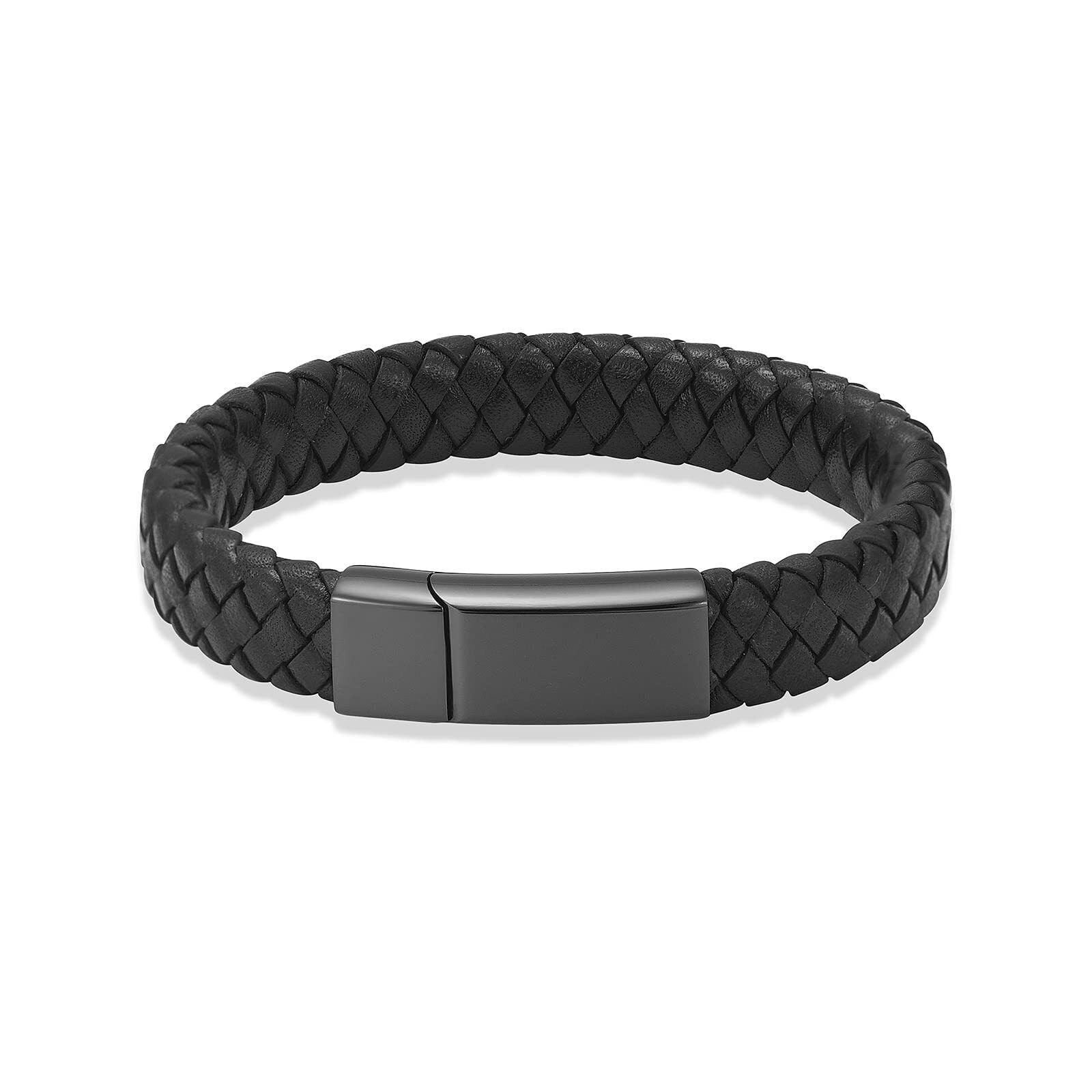 24cm Leather Braided Bracelets Men Keepsake Cremation Jewelry for Ashes ...