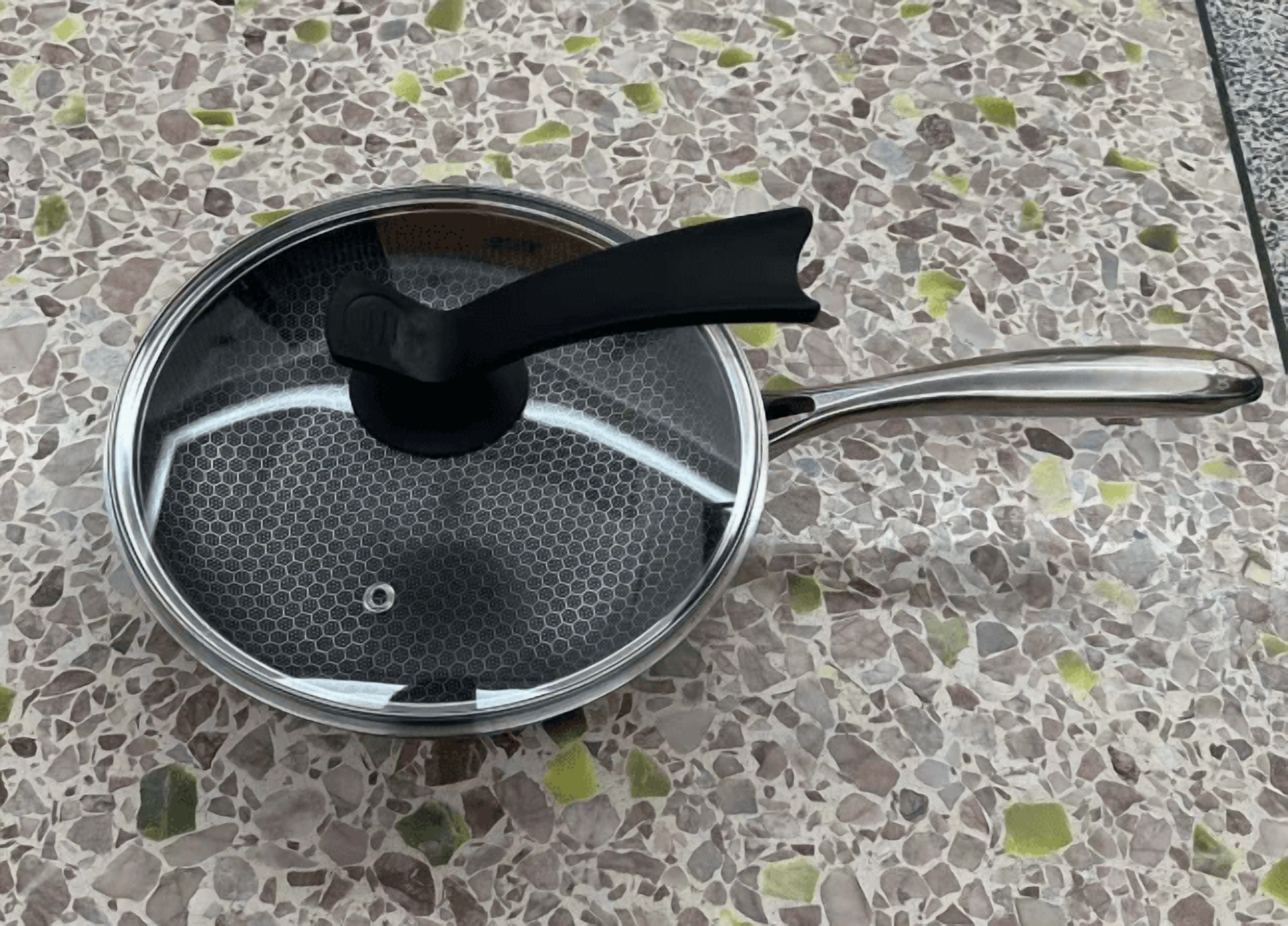 24cm Stainless Steel Honeycomb Non-Stick Frying Pan with Glass Lid,1pc ...