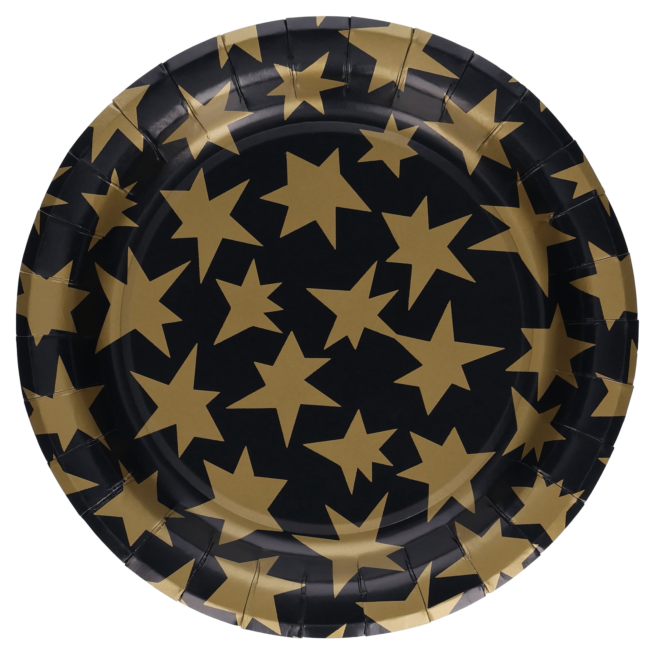 Stars Disposable Paper Plates, 7", Black and Gold, 24 Count, by Way To ...