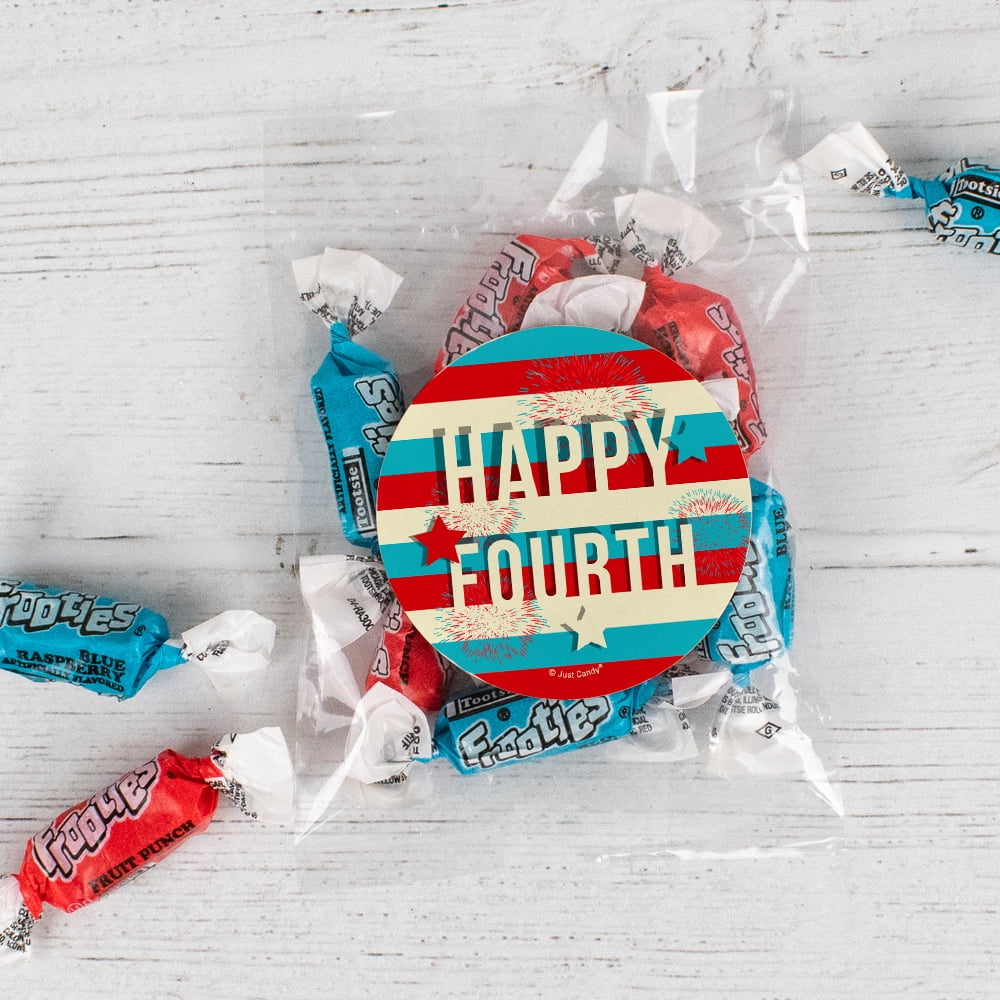 24ct Patriotic Candy Bags with Frooties, Red and Blue Candy- Happy 4th ...
