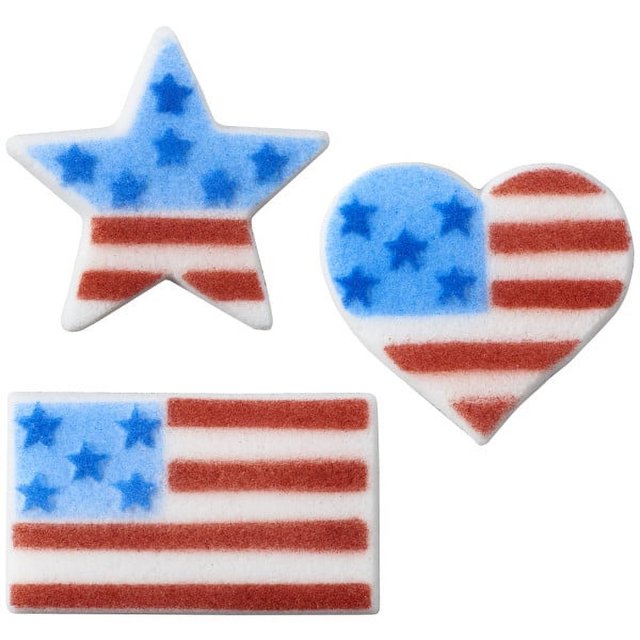 24ct Small Edible American Flag 1"" Edible Sugar Decoration Toppers for ...