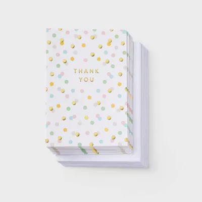 24ct Thank You Neutral Dot,Cards with Envelopes, Foil Accents ...