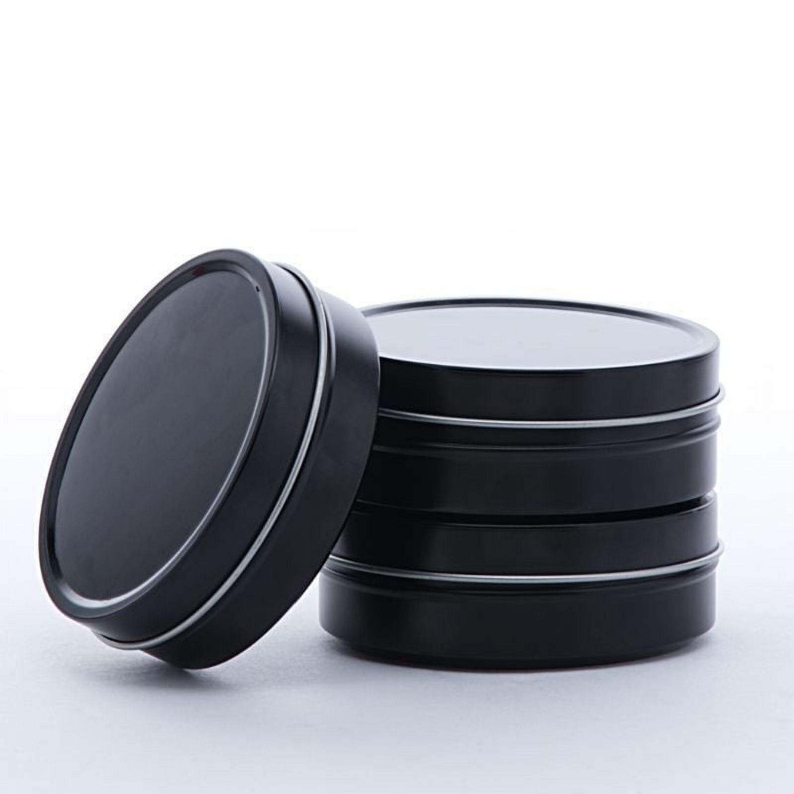 24ea - 2 oz Black Shallow Round Stackable Tin Can-Pk by Paper Mart ...