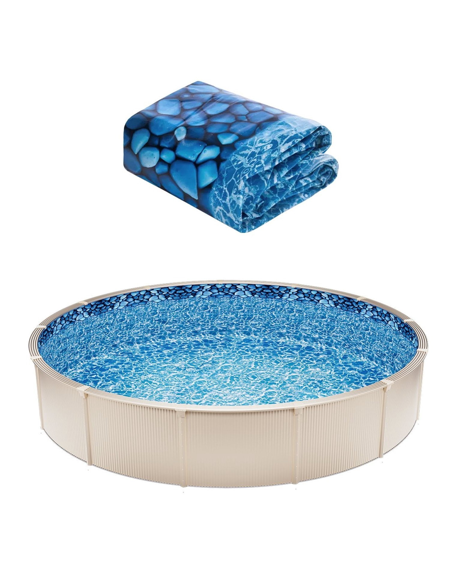 24ft Round Above Ground Pool Liner, Overlap Liner for Steel Pools, 48 ...
