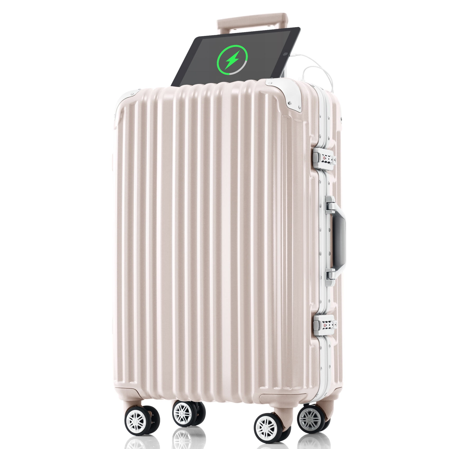 24in Aluminum Frame Luggage,Vacation Suitcases with Wheels with Tsa ...