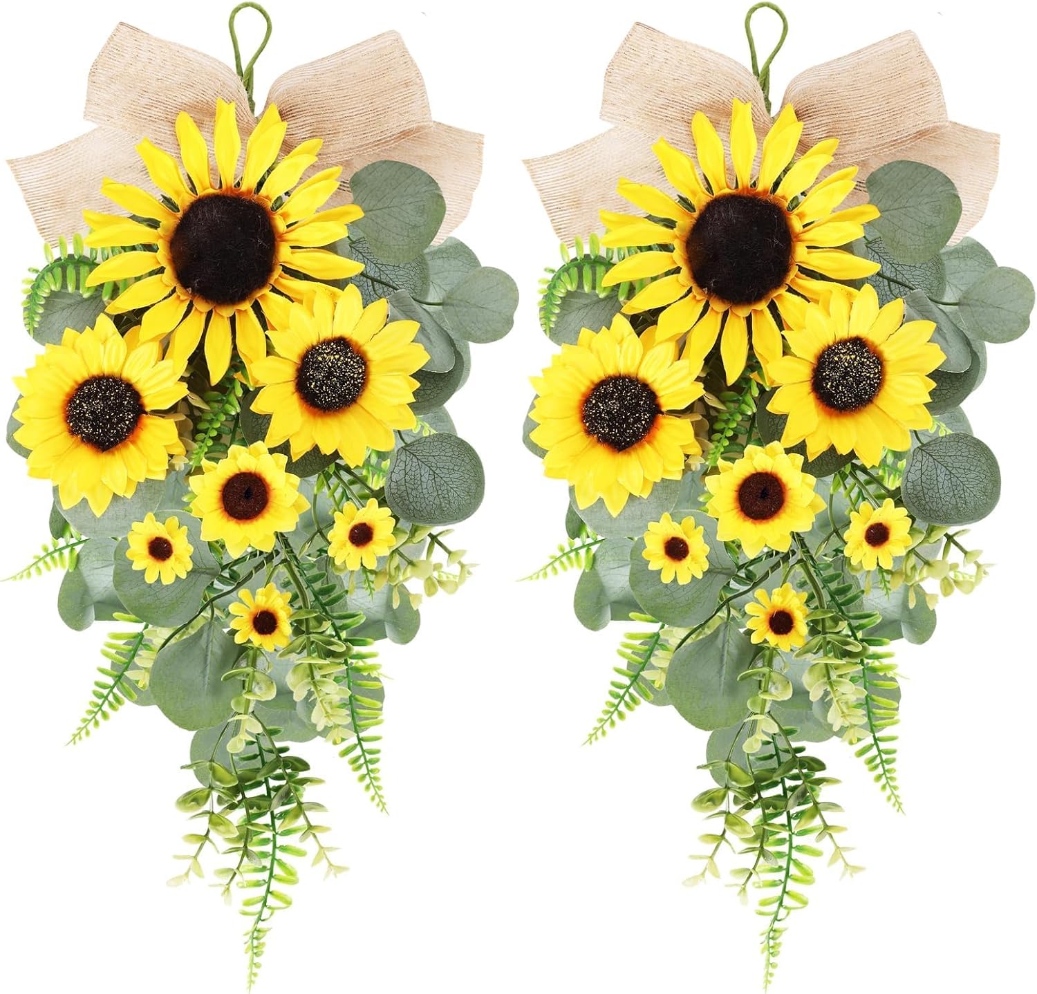 24in Artificial Sunflowers Teardrop Swag Spring Summer Sunflowers ...