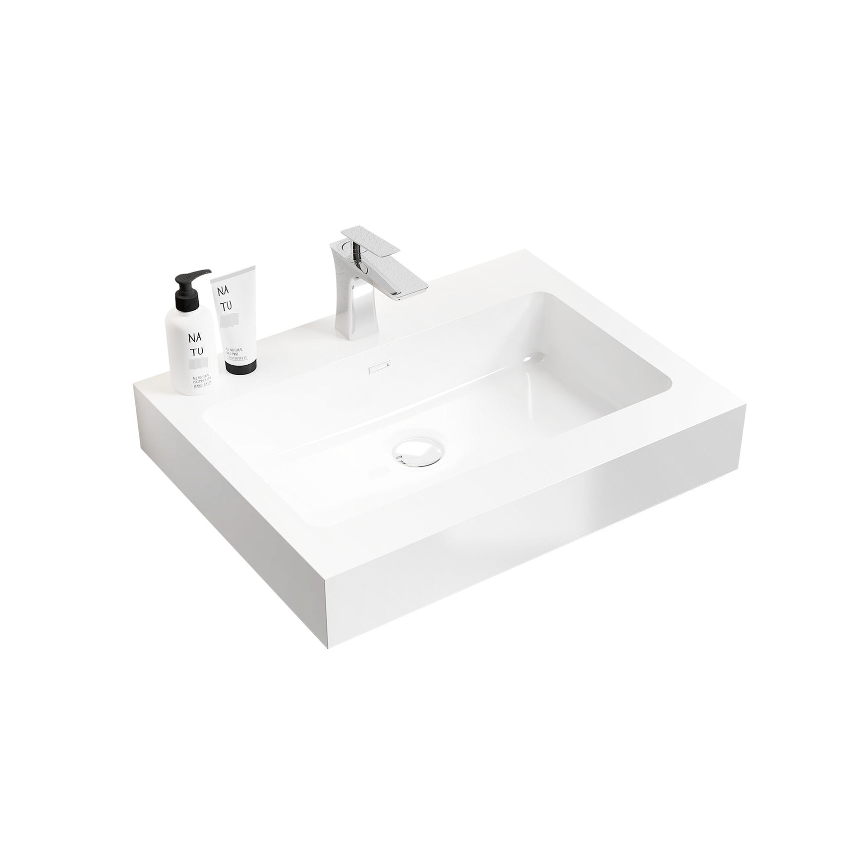 24in Deep White Glossy Integrated Solid Surface Basin / Bring ...