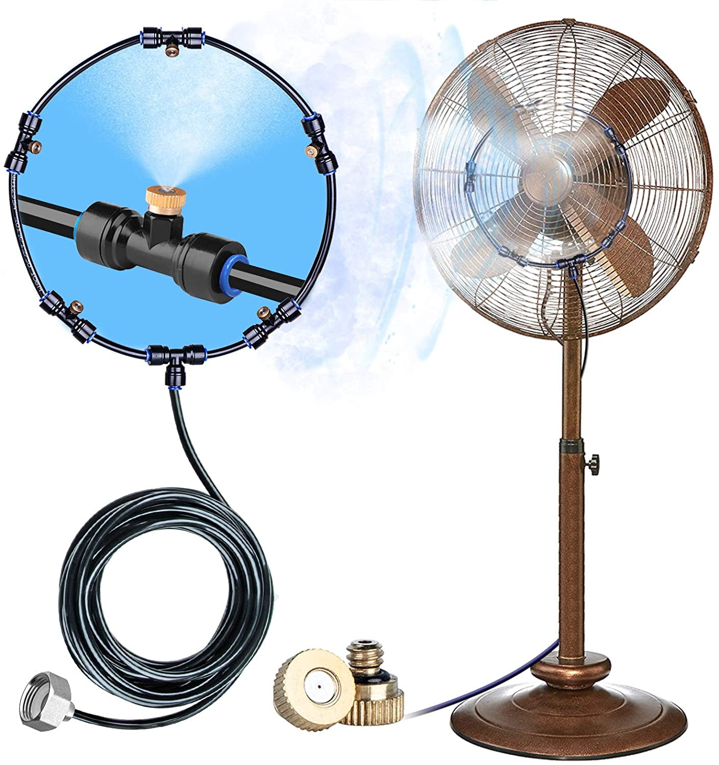 24in Fan Misting Kit,Outdoor Fan Misting Cooling System with 49.2FT ...