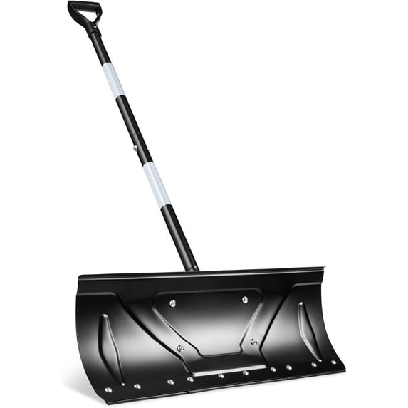 24in Galvanized Steel Blade Heavy-Duty Snow Pusher, Snow Shovel, Hand ...