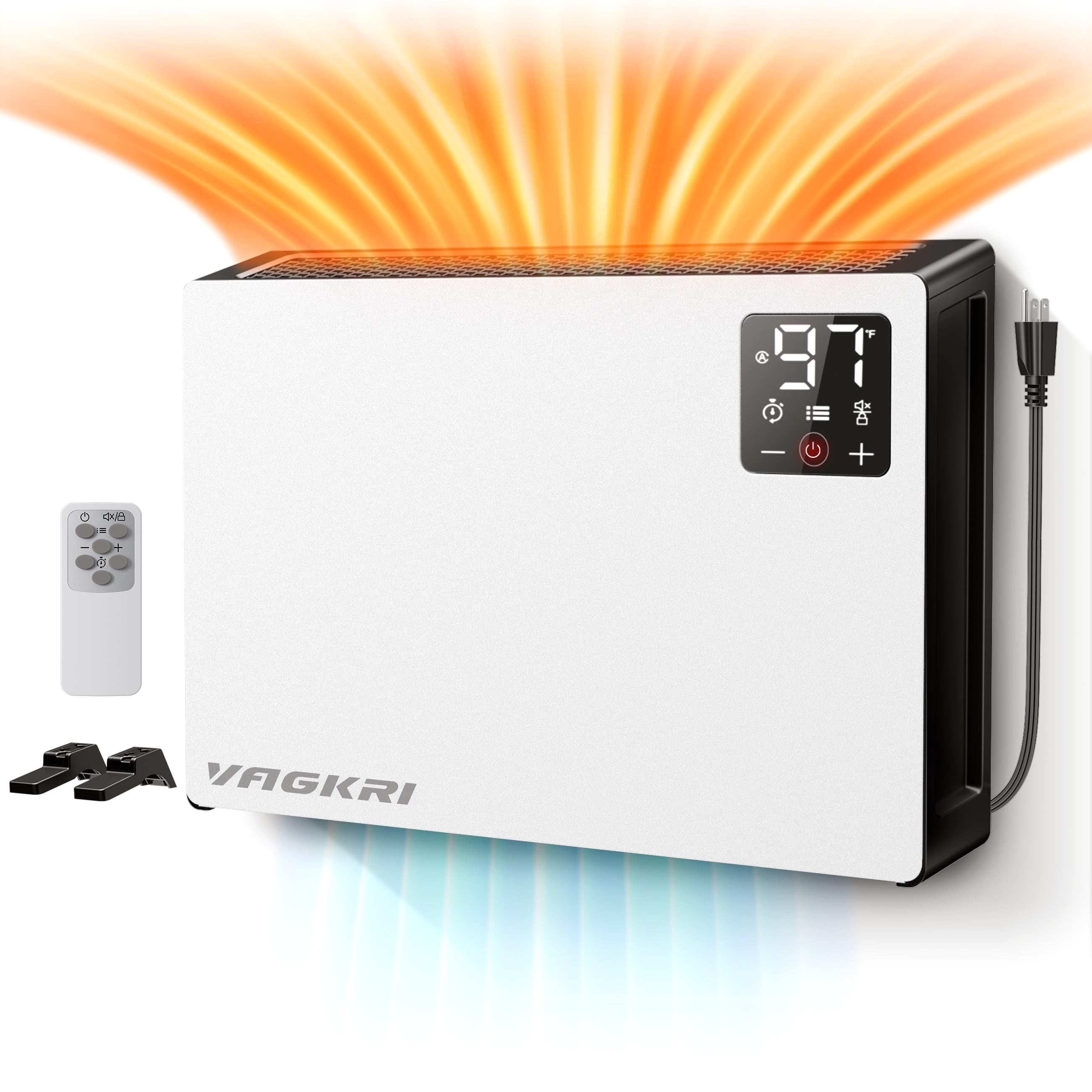 24in Portable Electric Wall Heater, 1500W Space Heater with Adjustable ...