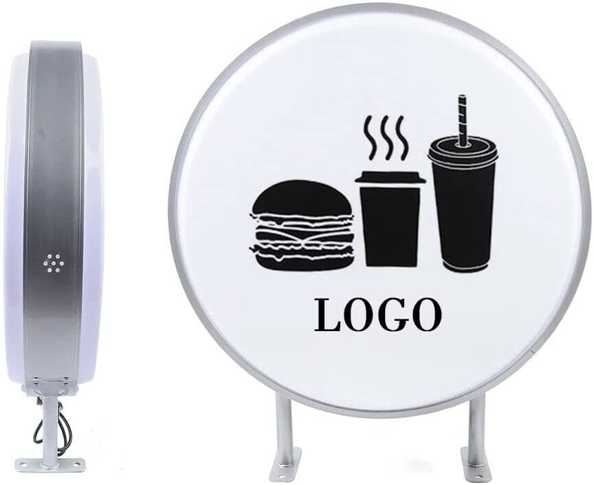 24in Round LED Outdoor Lightbox Open Sign - Self-Custom, Double-Sided ...