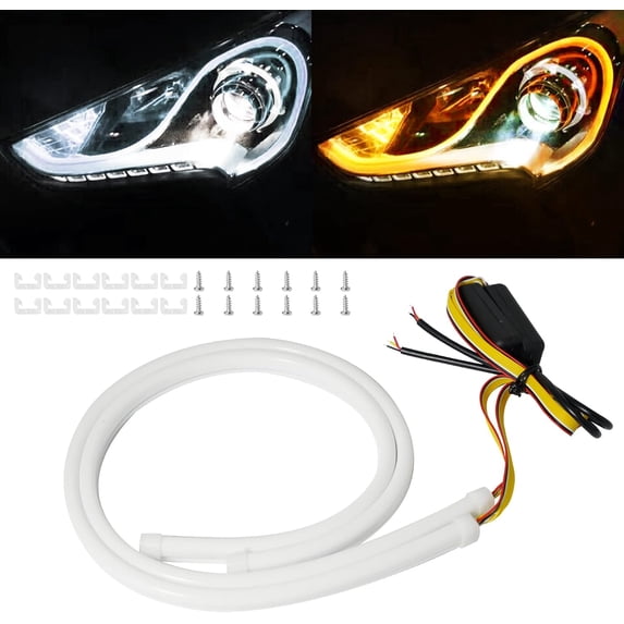 24inc LED Daytime Running Ligt Sequential Guide Turn Signal Ligt Wite ...