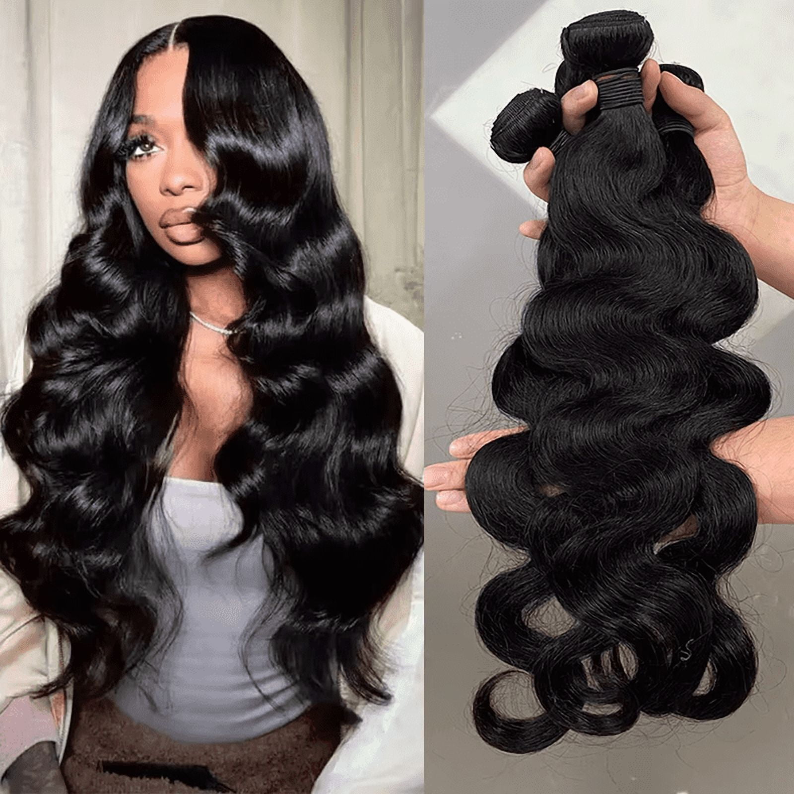 24inch Body Wave Human Hair Bundles 100% Brazilian Raw Human Hair 1/3/4 ...