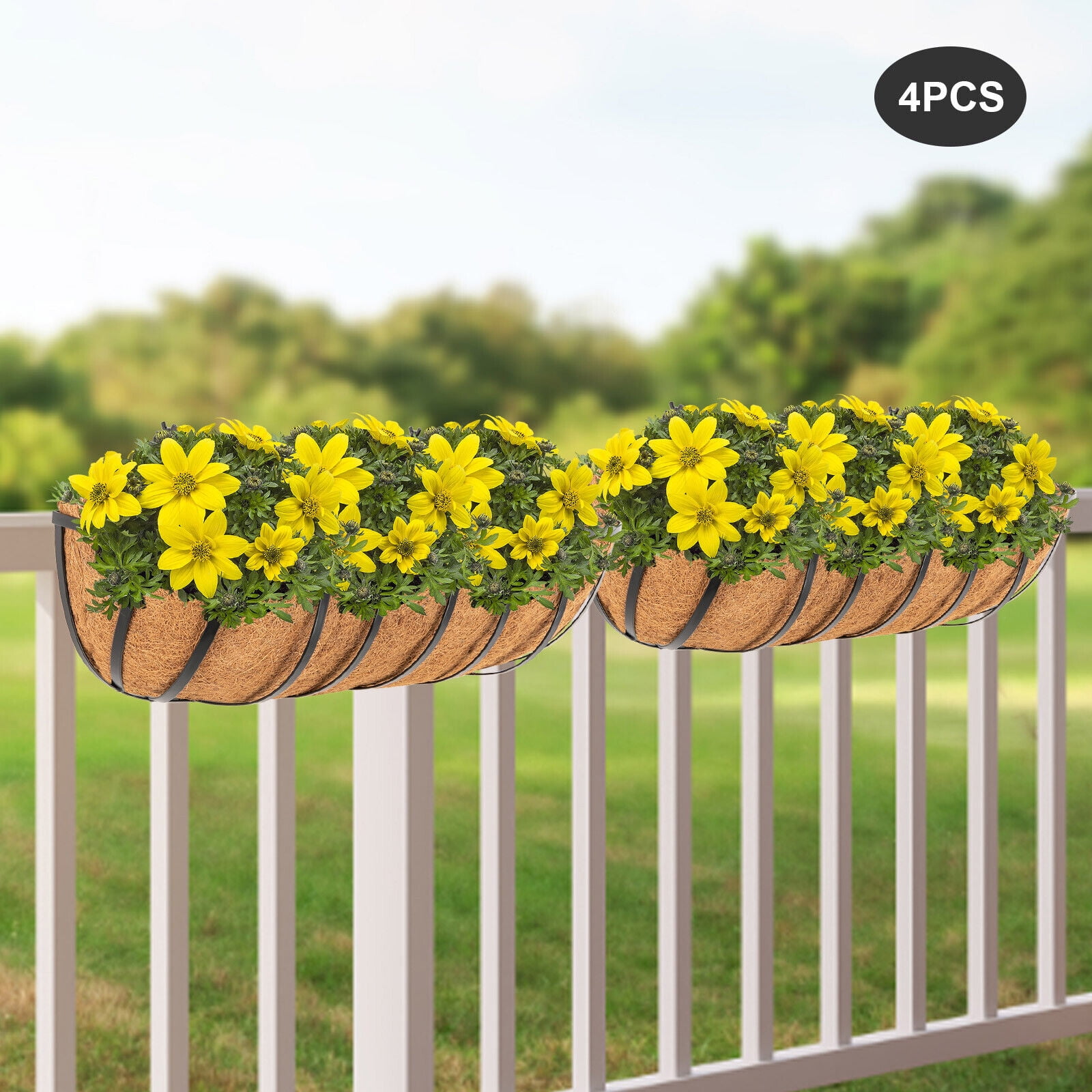 24inch Deck Railings Flower Boxes, Set of 4 Deck Railing Planter Boxes ...