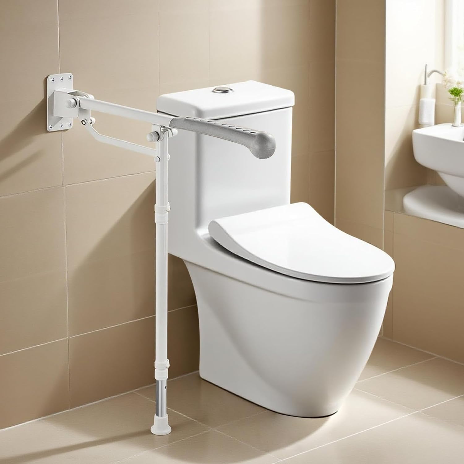 24inch Grab Bar for Toilet, Height Adjustable Bathroom Assist Handrail ...