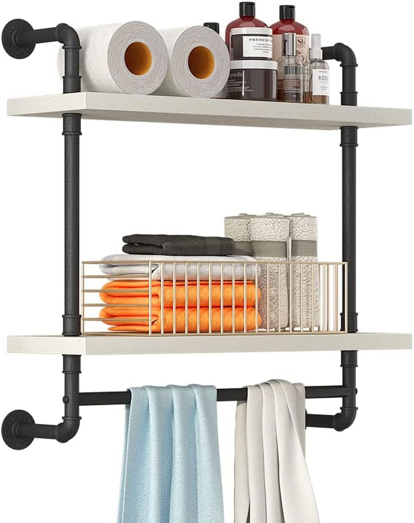 24inch Industrial Pipe Shelving Bathroom Shelves Wall Mounted with ...