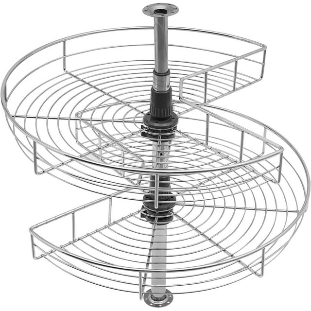 24inch Kidney Chrome, 2-Shelf Lazy Susan Kitchen Base Cabinet Corner ...