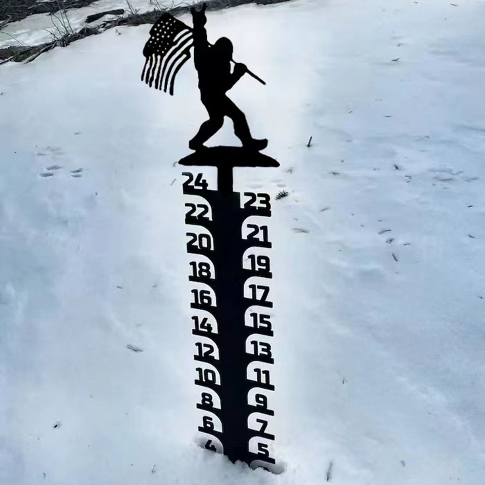 24inch Snow Gauge Metal Yard Snow Measuring Stick Outdoor Garden Stake ...