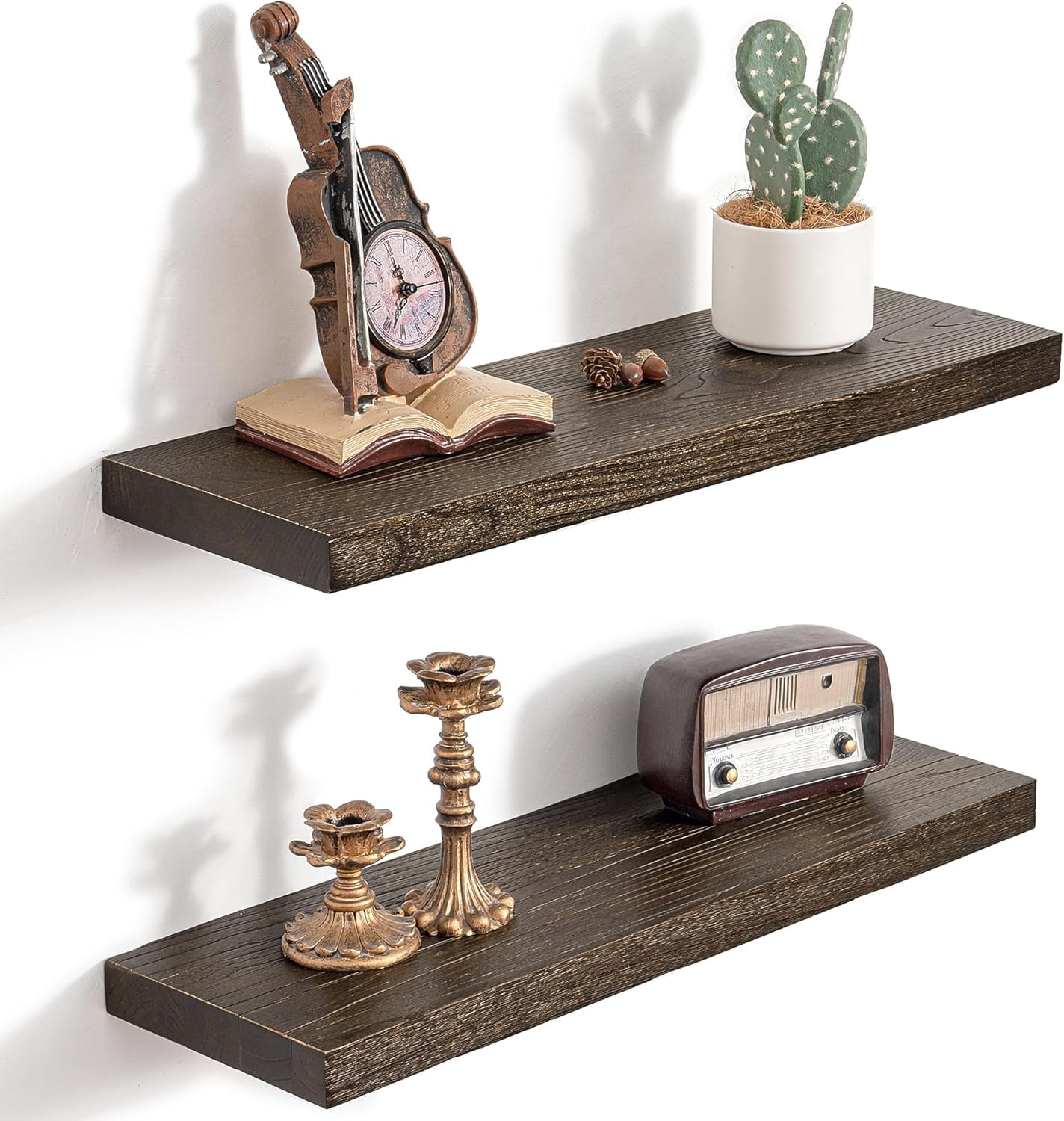 24inch Walnut Floating Shelves for Wall, 8" Deep High End Solid Real ...