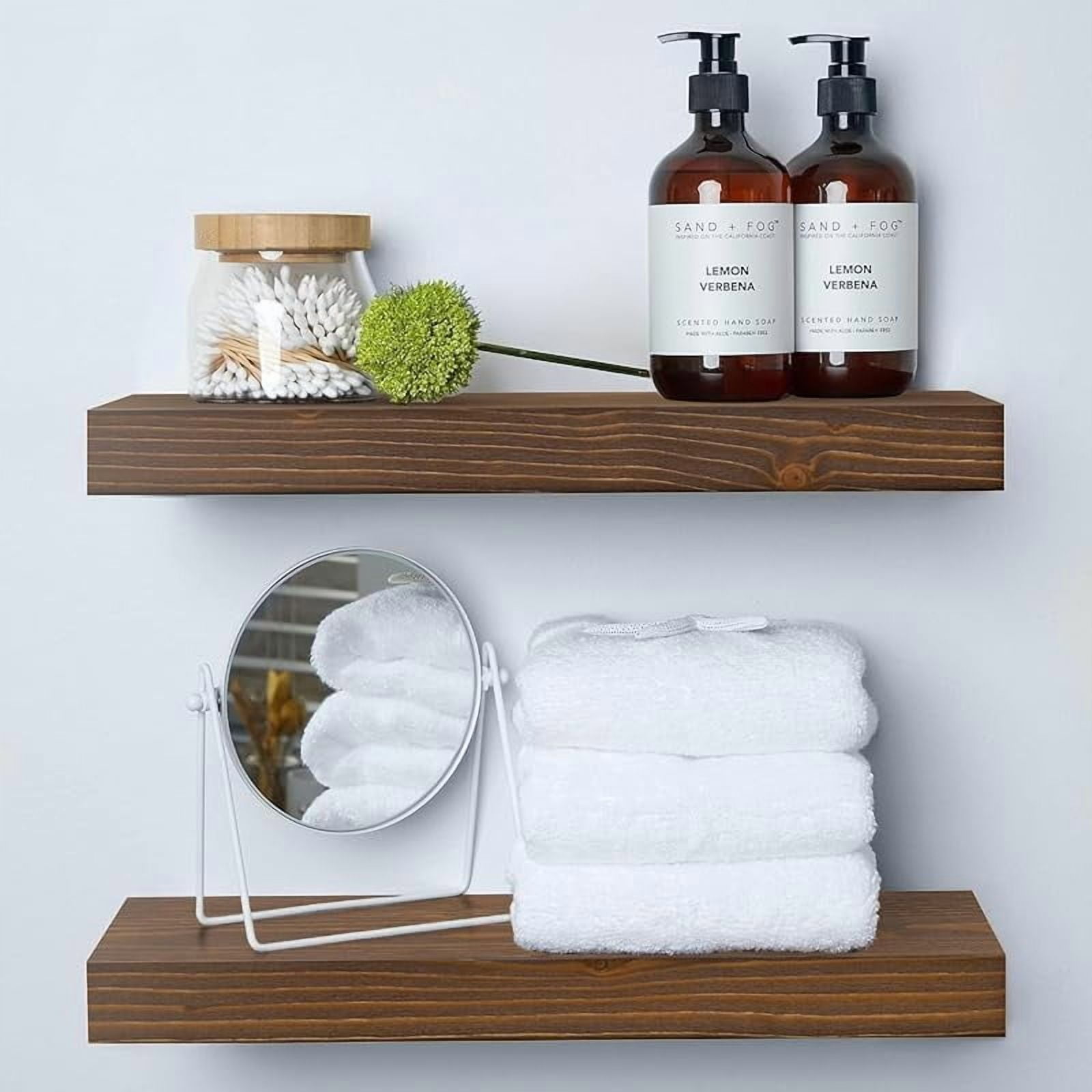 24inch Walnut Floating Shelves for Wall, High End Solid Real Wood 24in ...