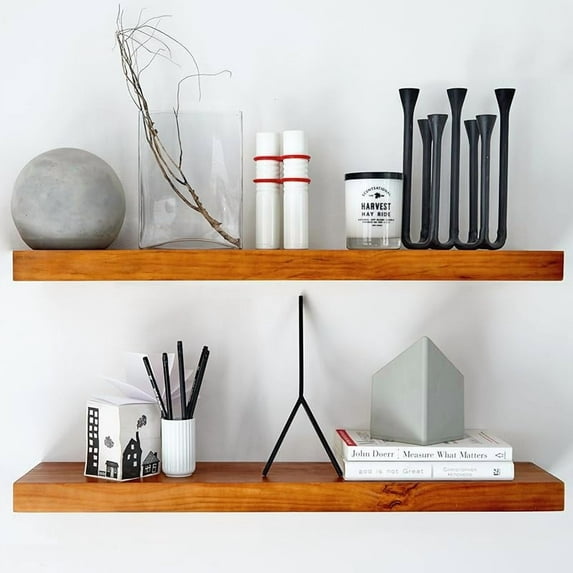 24inch Walnut Floating Shelves for Wall, High End Solid Real Wood 24in ...