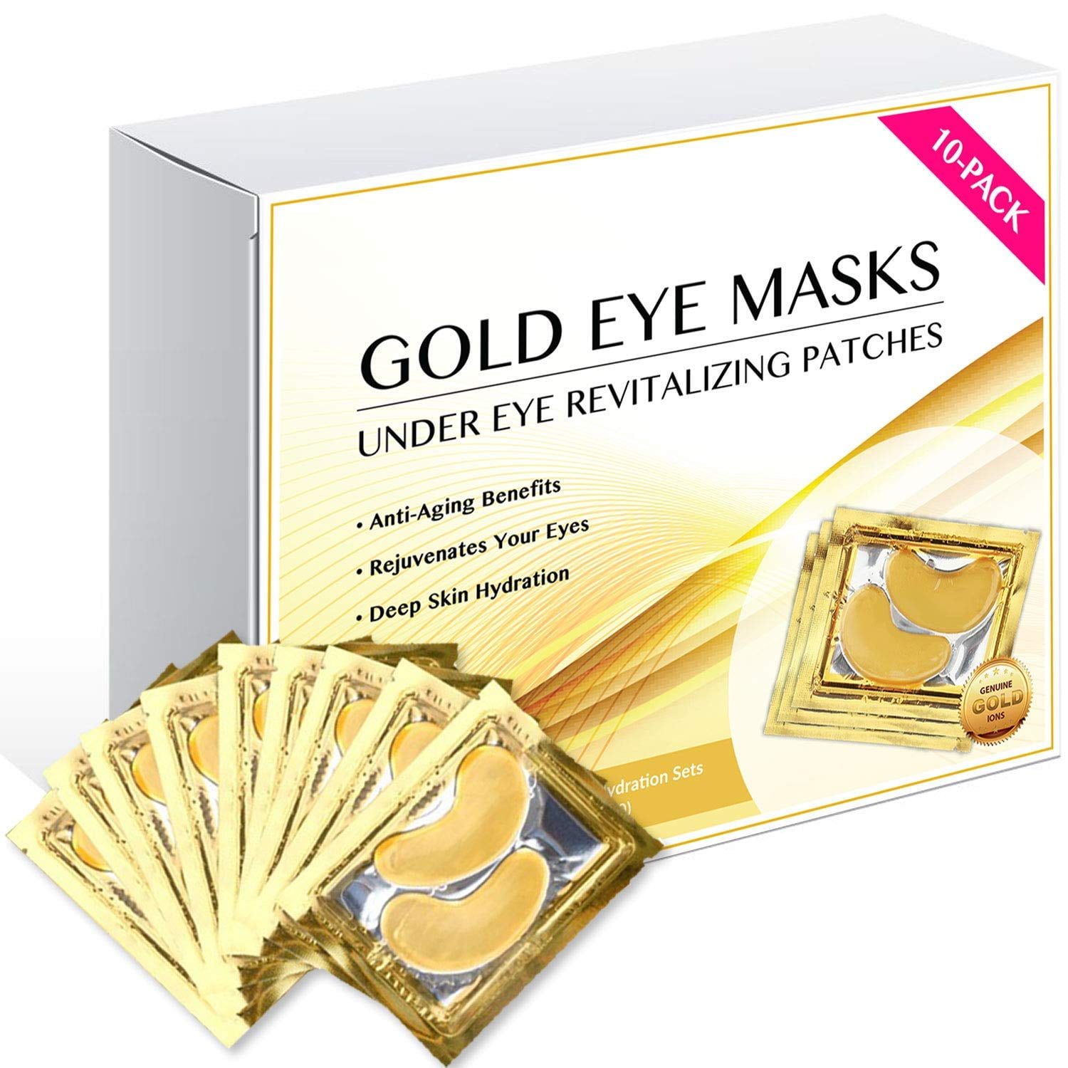HAWWWY 24k Gold Eye Masks, Collagen Under Eye Pads for Dark Circles ...