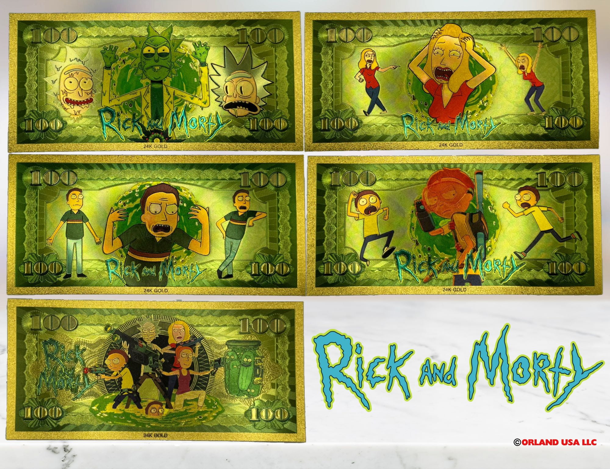 24k Gold Foil Plated Rick And Morty Banknote Cartoon Collectible ...