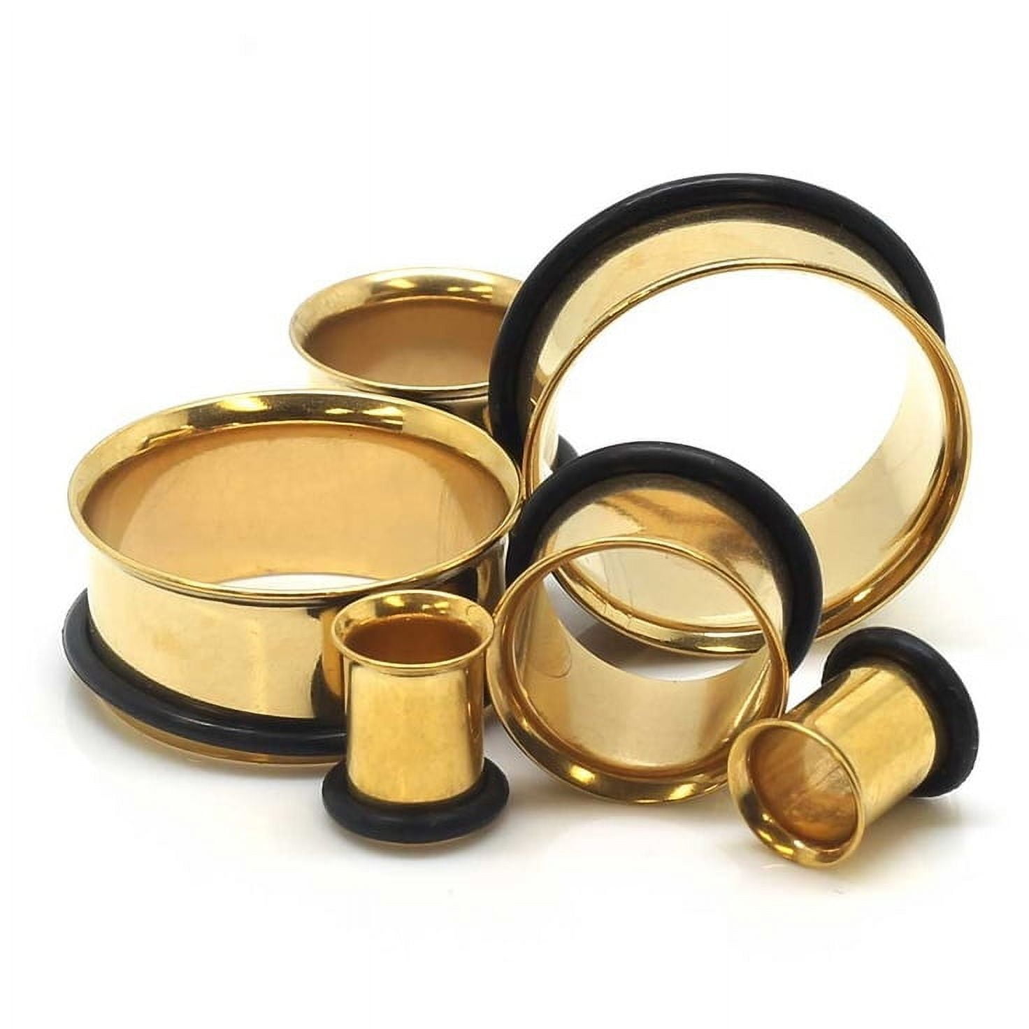 24k Gold Plated O-Ring 1/2" (12mm) Plugs / Gauges / Tunnels 2 Pieces (1 ...