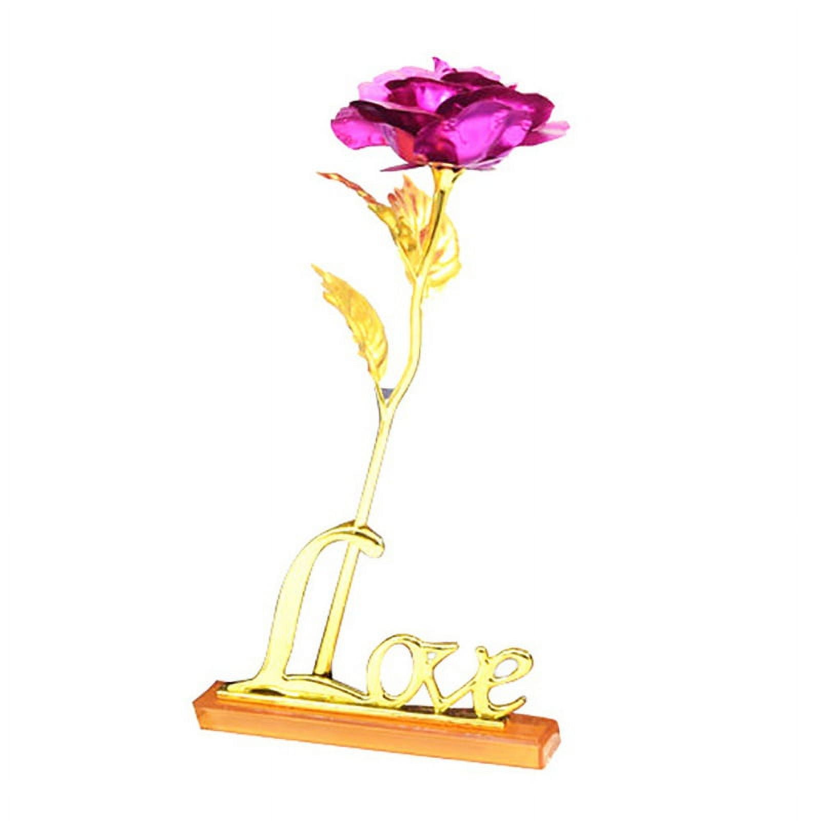 24K Gold Plated Rose with Love Holder Box Gift Valentine s Day Mother s Day Gift Flower Gold Dipped Rose Size with Stand Orange