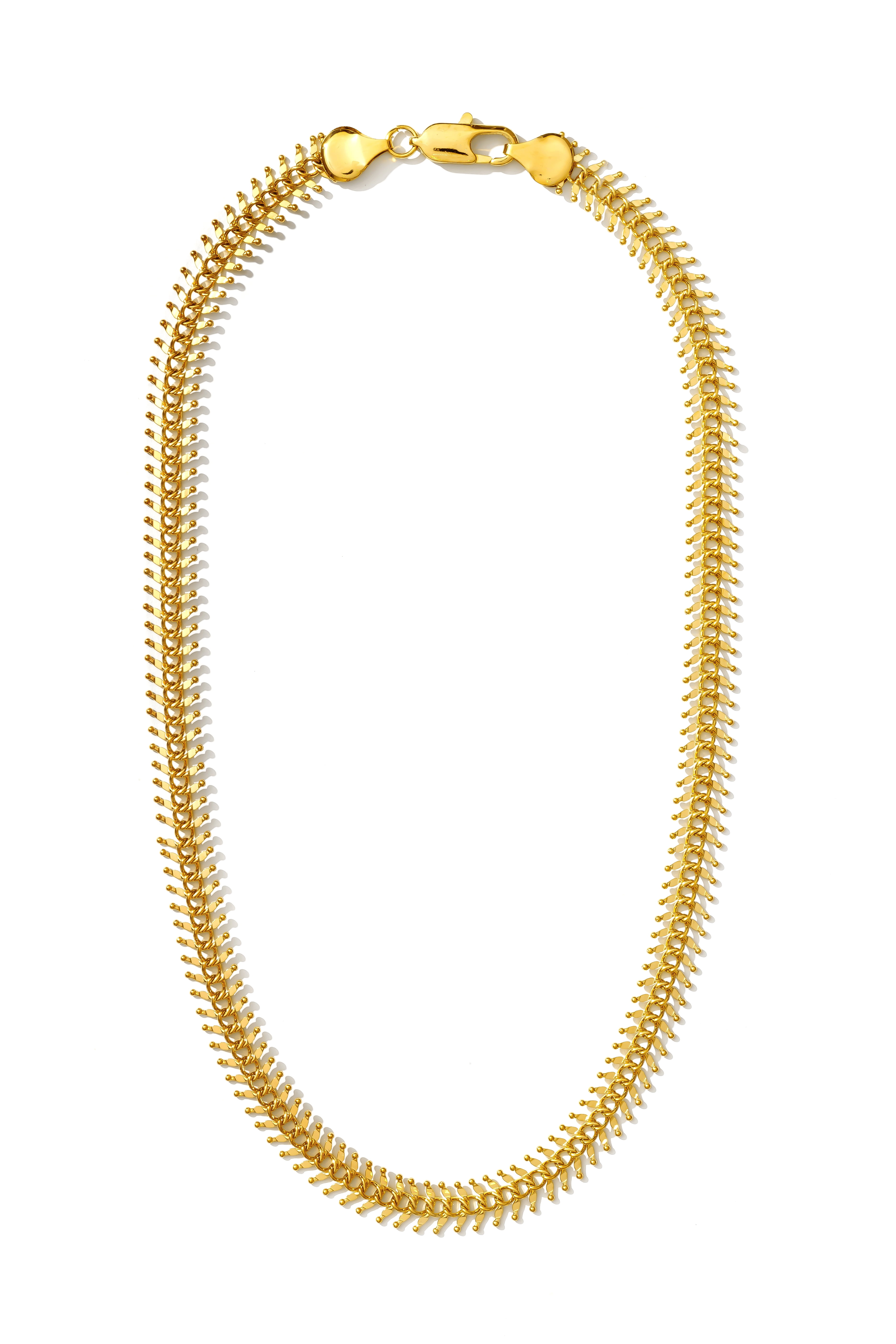 24k Yellow Gold Plated Fish Bone Necklace - Walmart.com