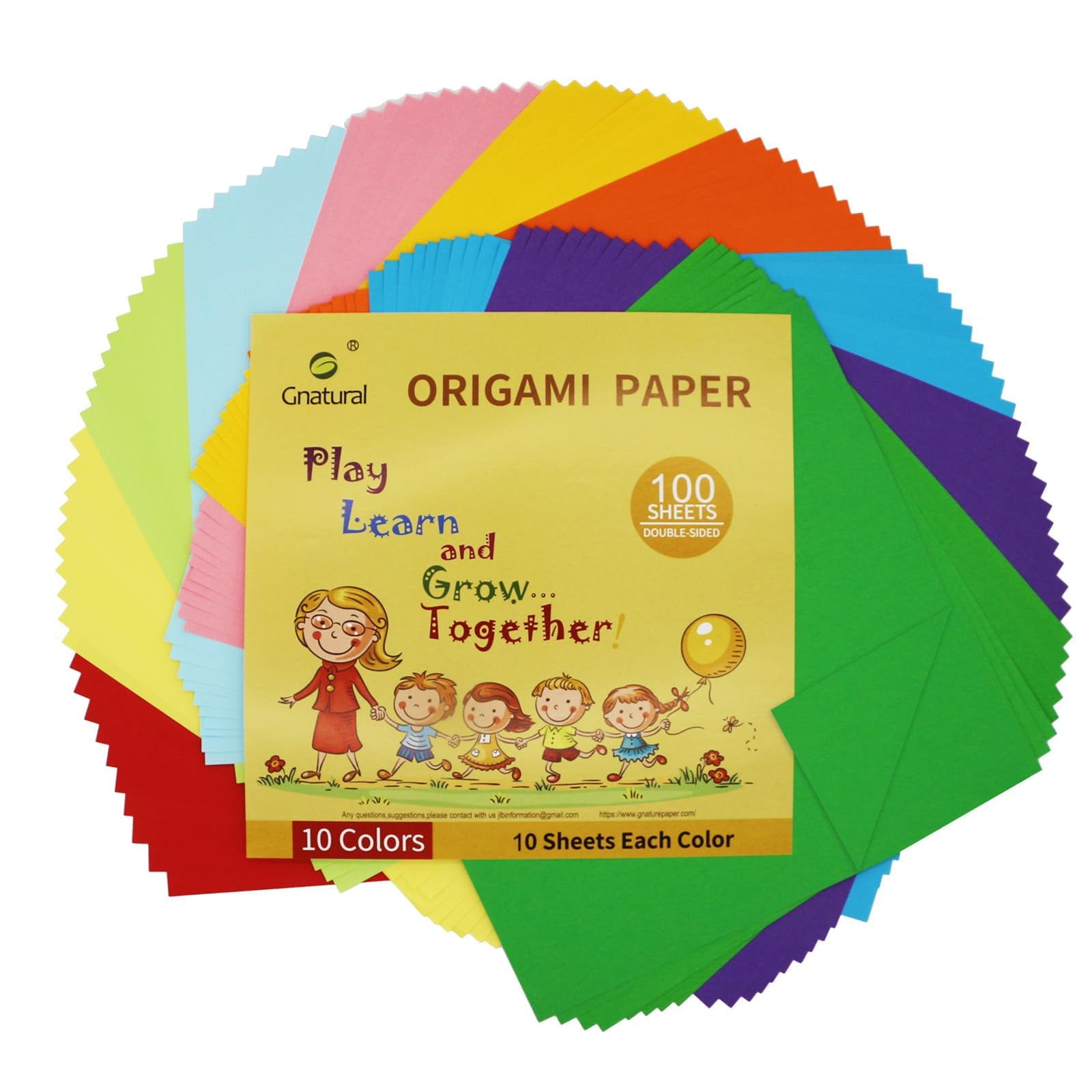 24lb 10 x 10 DHF10 inch Large Origami Paper - 10 Colored 100 Sheets ...