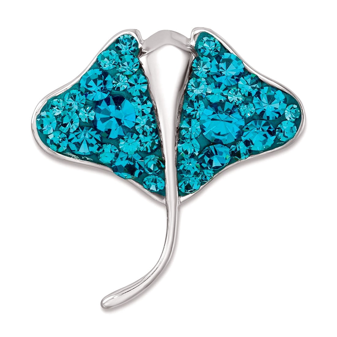 24mm 925 Sterling Silver Rhodium Plated Polished Blue Crystal Ray ...