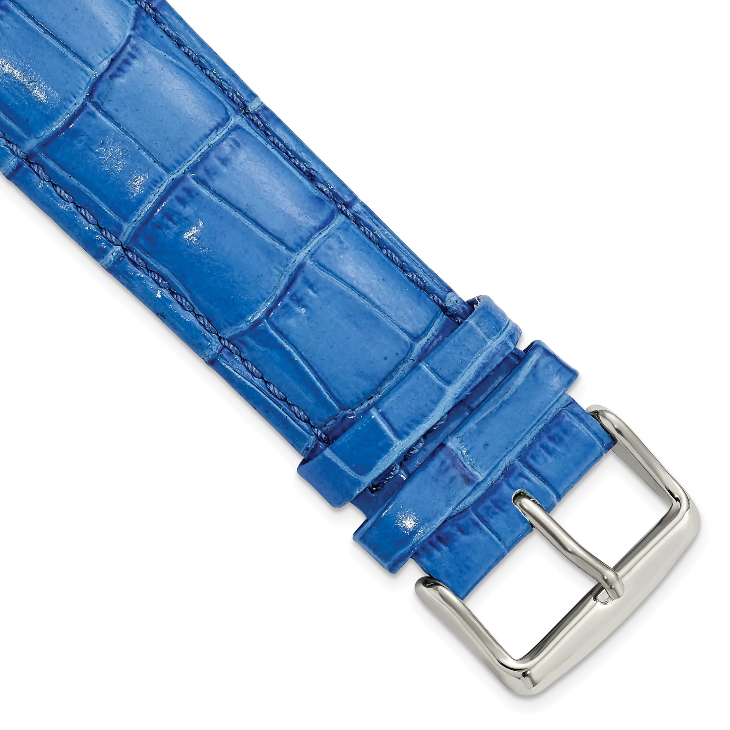24mm Long Blue Croc Grain Chrono Slvr-tone Bkle Watch Band - Walmart.com