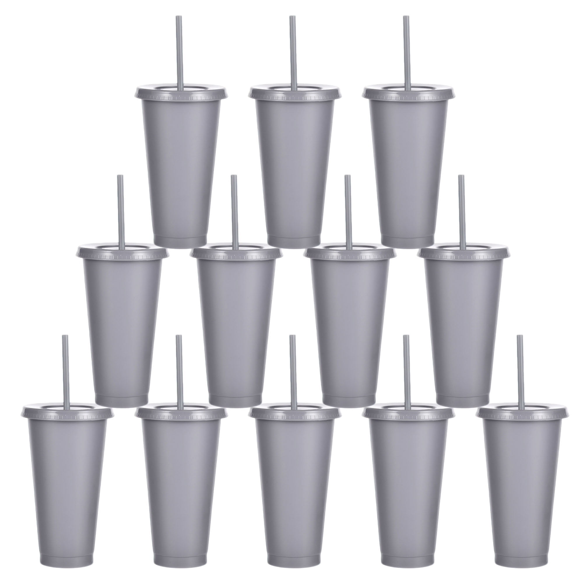 24oz BPA-Free PP Tumbler Set of 12 with Lids & Straws – Reusable Solid ...