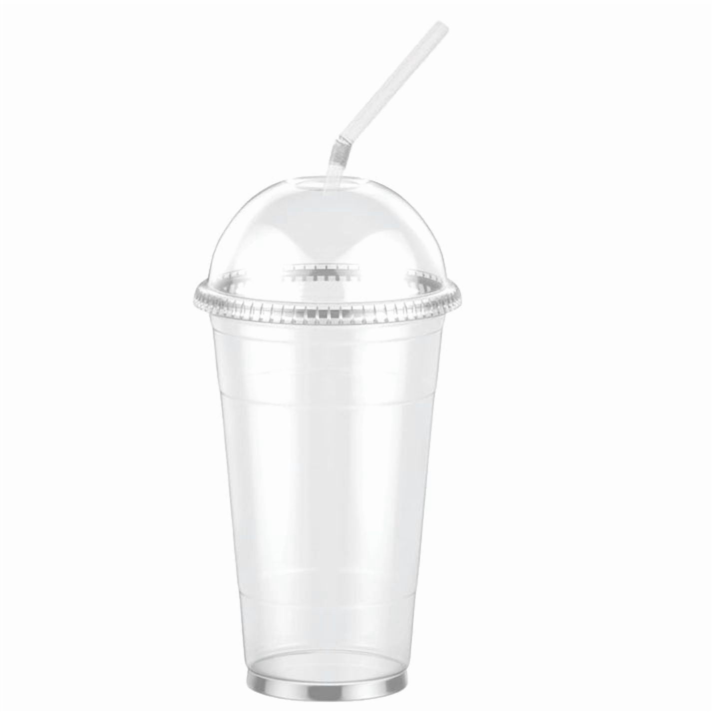 24oz Clear PET Plastic Cups with Dome Lid & Straw: 50 Sets - Walmart.com