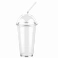 24oz Clear PET Plastic Cups with Dome Lid & Straw: 50 Sets - Walmart.com