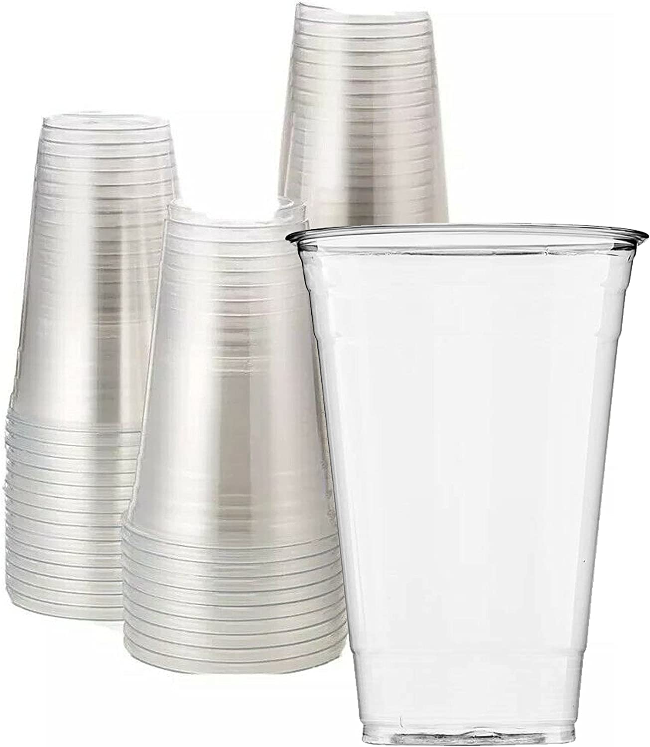24oz Crystal Clear PET Plastic Cups, Disposable Cold Cups (Case of 600 ...